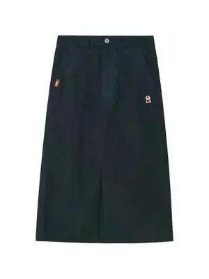 CHOCOOLATE Patch-detail Front-slit Midi Skirt - Blue