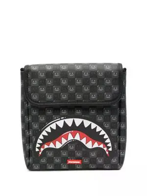 SPRAYGROUND Shark Mouth Checkered Messnger Bag - Black
