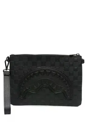 SPRAYGROUND Shark Mouth Checkered Clutch Bag - Black