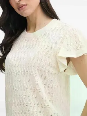 MOS MOSH Mmganna-pattern Pointelle-knit Ruffled Knitted Top