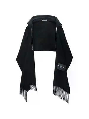 Alexander Wang Hoodie Scarf With Rhinestone Drawcord - Black