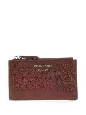Emporio Armani Pebbled-leather Cardholder - Red