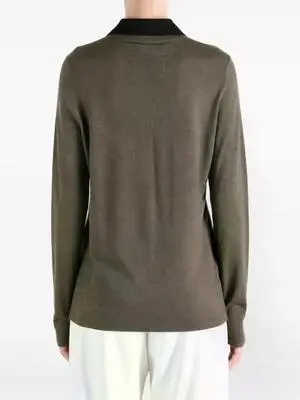 Frenckenberger Contrast-collar V-neck Sweater
