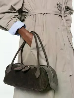 MINOBOSSI Zip-up Suede Shoulder Bag
