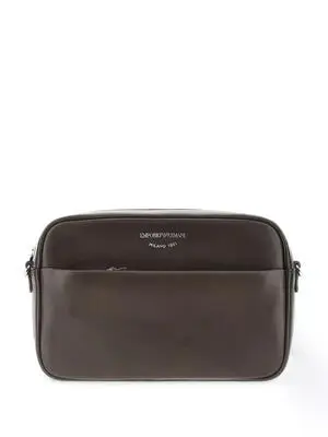 Emporio Armani Logo Print Leather Camera Bag - Brown