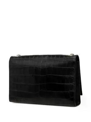 Saint Laurent 2016 Medium Croc Embossed Leather Monogram Kate Tassel Crossbody Bag