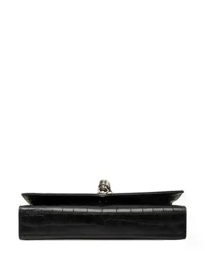 Saint Laurent 2016 Medium Croc Embossed Leather Monogram Kate Tassel Crossbody Bag