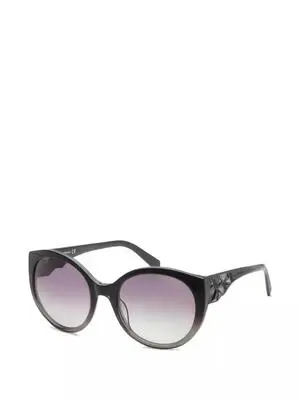SWAROVSKI Crystal Embellished Round Frame Sunglasses - Black