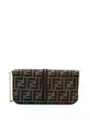 Fendi Zucca Canvas Clutch Bag With Chain Strap - Brown