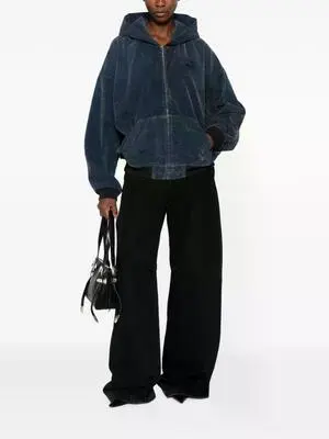 Alexander Wang Logo-embroidered Hooded Denim Jacket