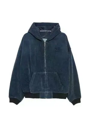 Alexander Wang Logo-embroidered Hooded Denim Jacket - Blue