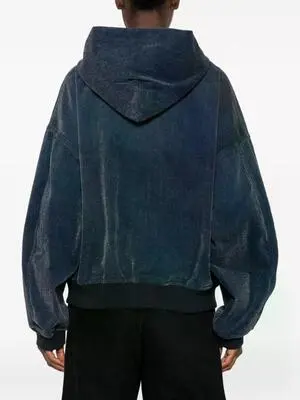 Alexander Wang Logo-embroidered Hooded Denim Jacket - Blue