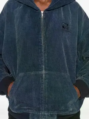 Alexander Wang Logo-embroidered Hooded Denim Jacket - Blue