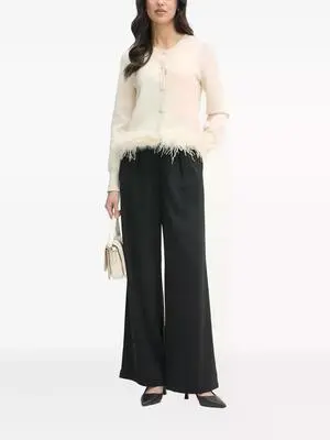 OUI Faux-feather Trim Crystal Embellished Cardigan