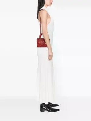 Dior Lambskin Cannage Studded Lady Satchel - Red