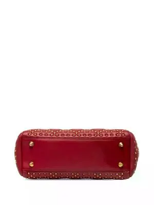Dior Lambskin Cannage Studded Lady Satchel - Red