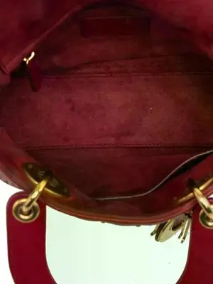 Dior Lambskin Cannage Studded Lady Satchel - Red