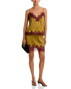 LUCY PARIS Vanessa Lace Trim Satin Top