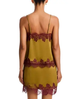 LUCY PARIS Vanessa Lace Trim Satin Top