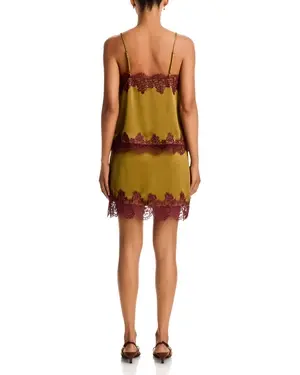 LUCY PARIS Vanessa Lace Trim Satin Top