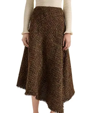 Proenza Schouler White Label Layne Asymmetric Tweed Skirt - Henna Multi