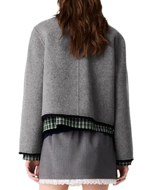 Maje Gardenia Wool Blend Double Faced Short Coat