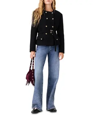 Maje Vyder Double Breasted Collarless Jacket