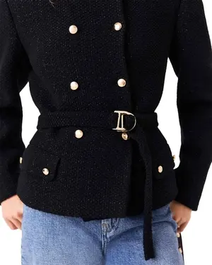 Maje Vyder Double Breasted Collarless Jacket