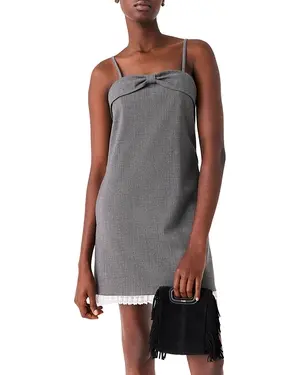 Maje Reandra Bow Trim Lace Hem Dress - Grey