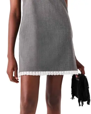 Maje Reandra Bow Trim Lace Hem Dress