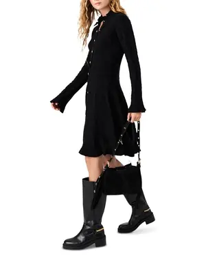 Maje Rouras Ruffled Knit Dress