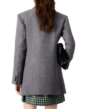 Maje Gelise Wool Blend Herringbone Coat