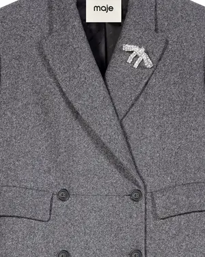 Maje Gelise Wool Blend Herringbone Coat