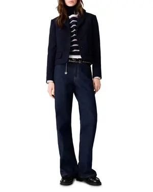 Maje Vilireu Cropped Metallic Stripe Blazer