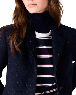 Maje Vilireu Cropped Metallic Stripe Blazer
