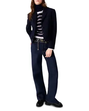 Maje Vilireu Cropped Metallic Stripe Blazer