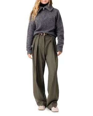 Maje Marjory Yak Blend Zip Neck Sweater
