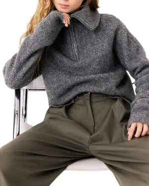 Maje Marjory Yak Blend Zip Neck Sweater
