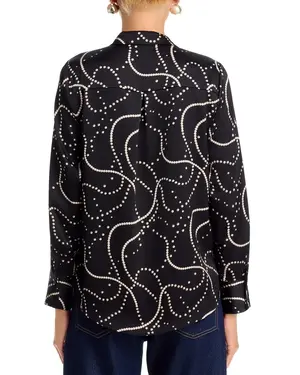 Aqua Pearl Print Satin Shirt Exclusive
