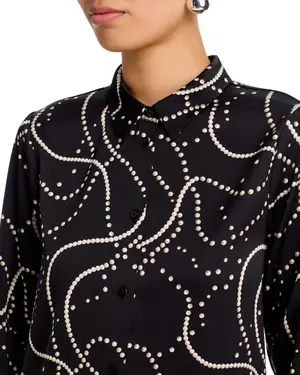 Aqua Pearl Print Satin Shirt Exclusive