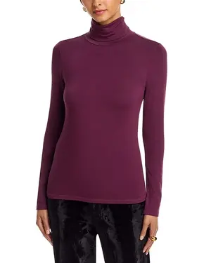 L'Agence Lani Turtleneck Long Sleeve Top - Deep Sangria