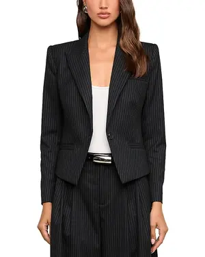 L'Agence Misa Cropped Single Breasted Blazer - Black/grey