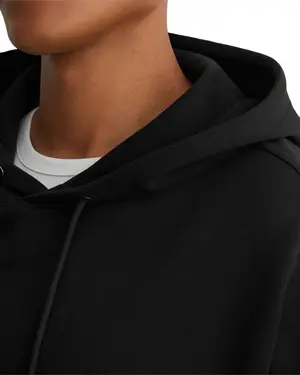 REISS Falco Interlock Relaxed Pullover Hoodie - Black