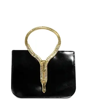 Alexis Bittar Zipper Decor Mini Patent Leather Top Handle Bag - Black