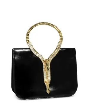 Alexis Bittar Zipper Decor Mini Patent Leather Top Handle Bag