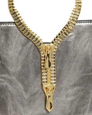 Alexis Bittar Zipper Decor Mini Metallic Leather Top Handle Bag