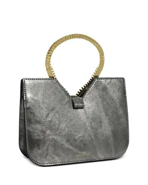 Alexis Bittar Zipper Decor Mini Metallic Leather Top Handle Bag