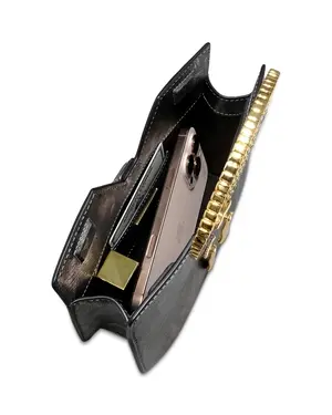Alexis Bittar Zipper Decor Mini Metallic Leather Top Handle Bag