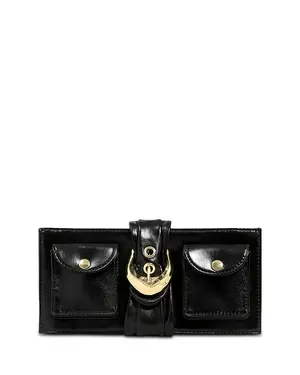 Alexis Bittar Patent Leather Buckle Clutch - Black