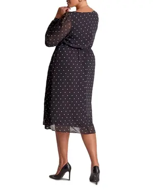 ESTELLE Sable Printed Square Neck Midi Dress